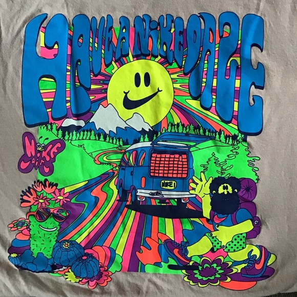 Nike | Tops | New Nike Graphic Neon Multicolored Hippie Psychedelic Tee ...